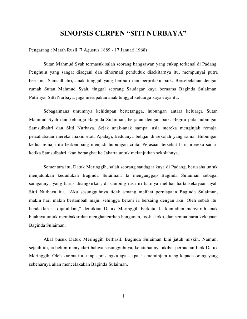 Sinopsis Cerpen | PDF