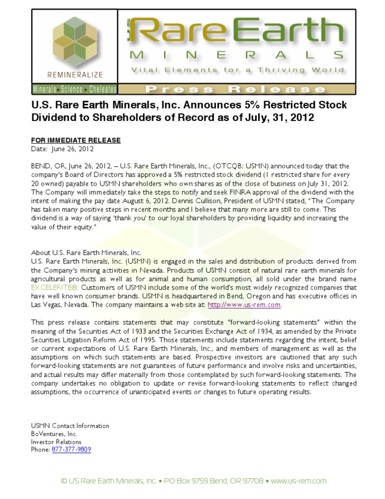 6 26-12-5 Dividend Release | PDF | Dividend | Rare Earth Element
