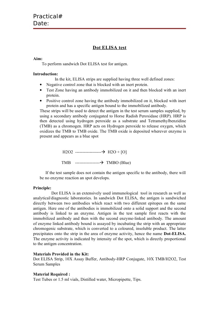 Practical Dot Elisa | PDF | Elisa | Biochemistry