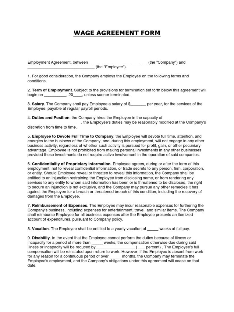 Wage Agreement | Download Free PDF | Employment | Lawsuit