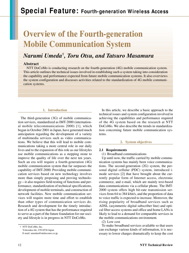 Overview of The Fourth-Generation Mobile Communication System | PDF | 3 ...
