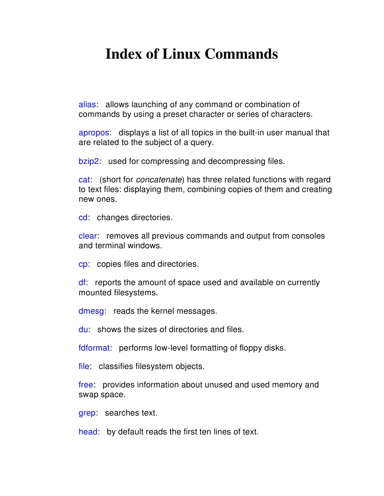 Index of Linux Commands | PDF | File System | Computer File