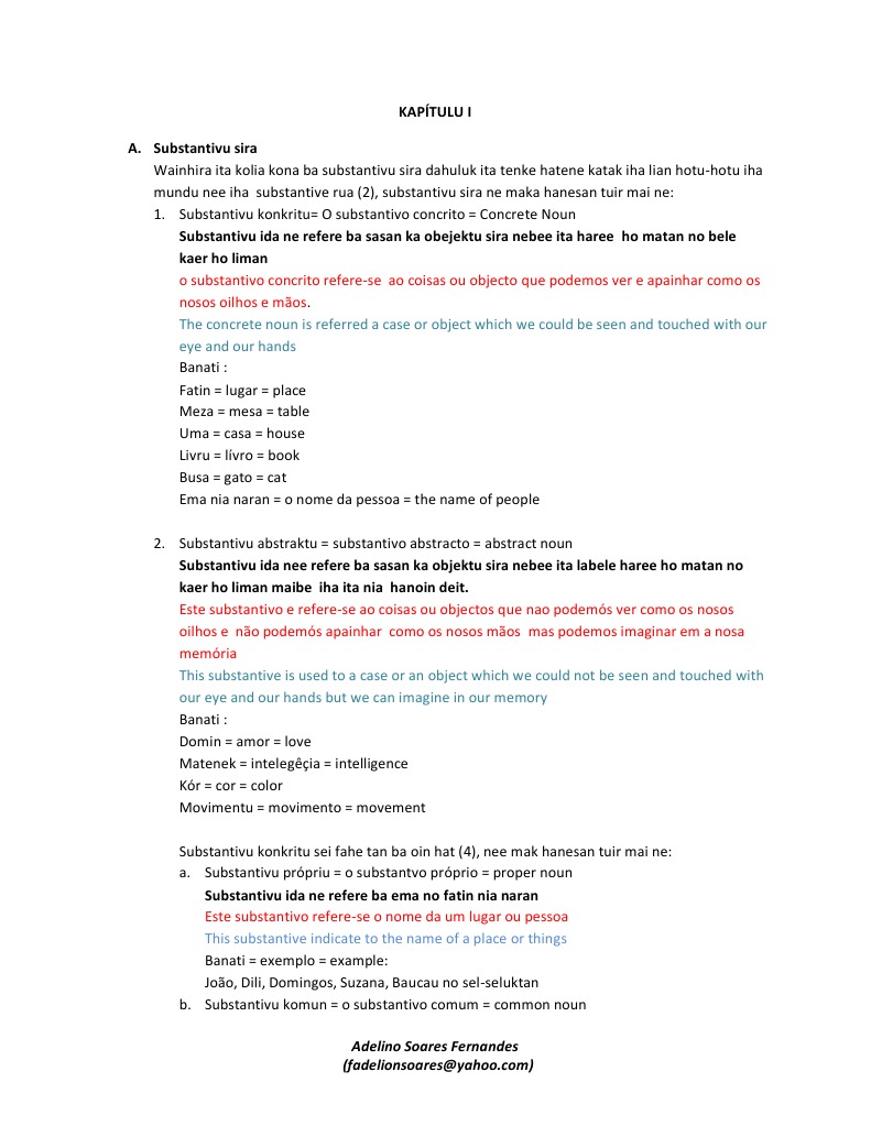 Tipos de Substantivos em Tetum | PDF | Substantivo | Estilo (ficção)