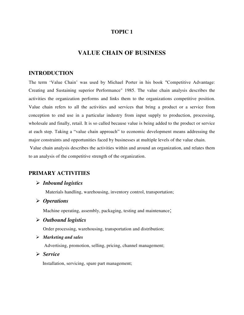 Value Chain of Business | PDF | Value Chain | Logistics