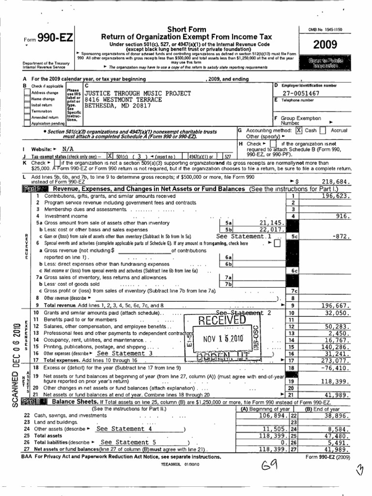Justice 990 2009 | PDF | Revenue | Payments
