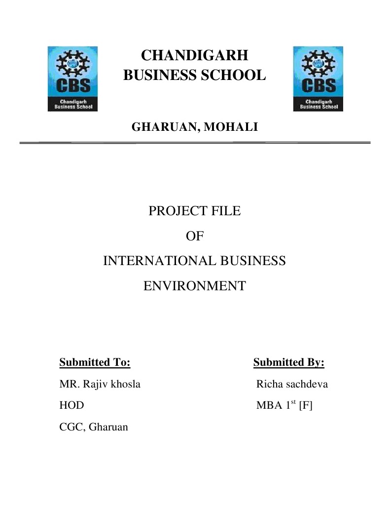 Chandigarh Business School: Project File OF International Business ...