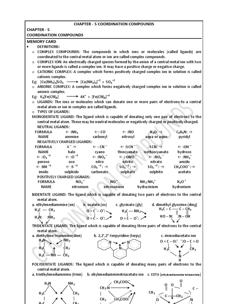 Chapter - 5 Coordination Compounds | PDF | Coordination Complex | Ligand
