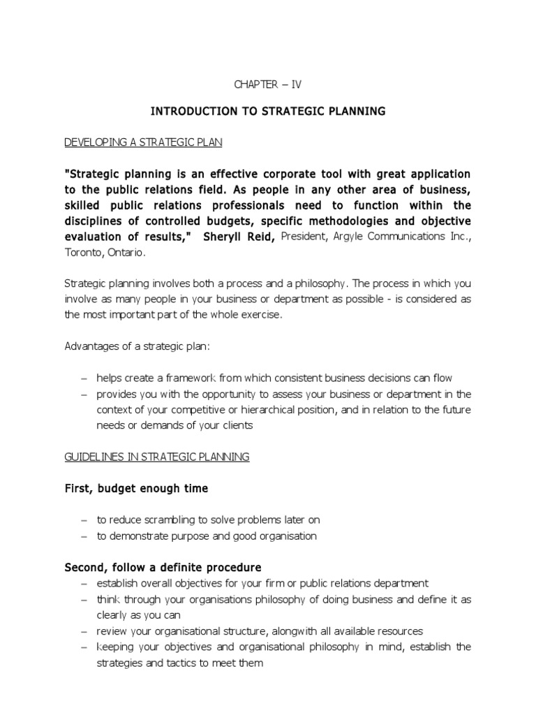 Introduction To Strategic Planning | PDF | Strategic Planning | Public ...