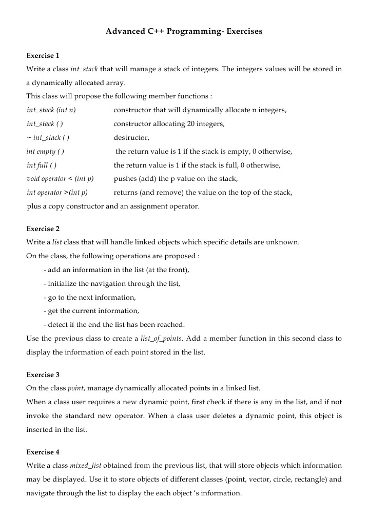 Advanced C++ Exercises | Download Free PDF | Array Data Structure | Subroutine