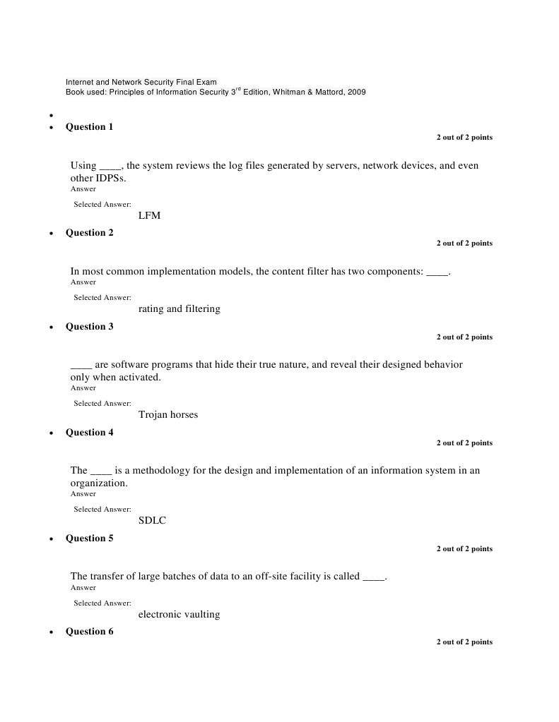 Network Security Final Exam Review | PDF | Information Security ...