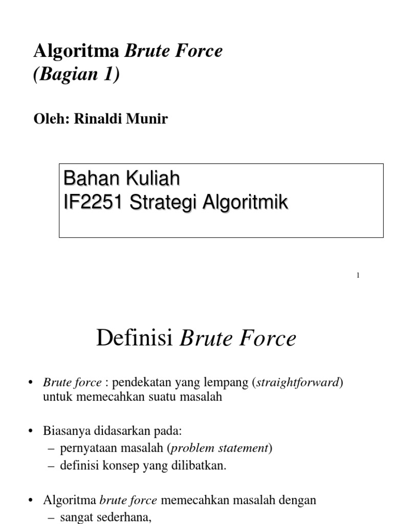 Algoritma Brute Force (Bagian 1) | PDF