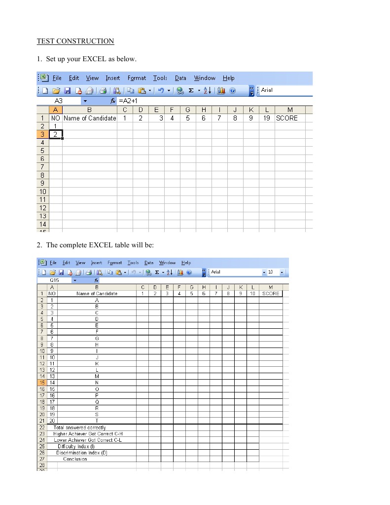Excel Test Construction Guide | PDF | Teaching Methods & Materials