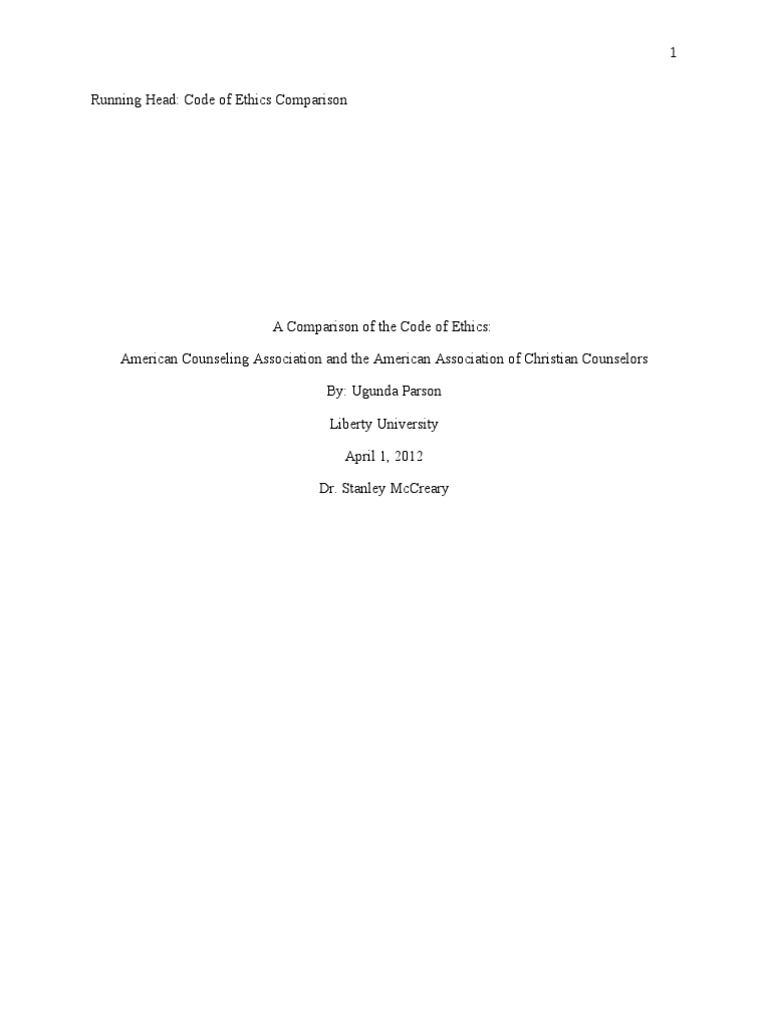 Code of Ethics Comparison | PDF | Christian Counseling | School Counselor
