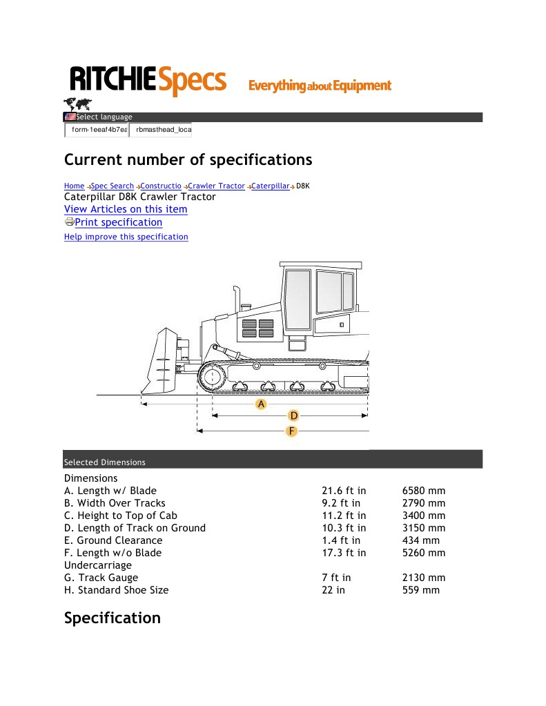 Caterpillar D8K Crawler Tractor | PDF