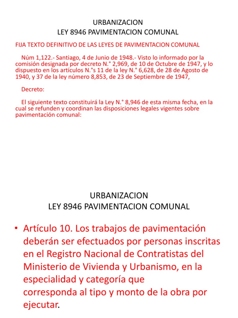 Ley 8946 de Pavimentación Comunal | PDF | Calle | Presupuesto