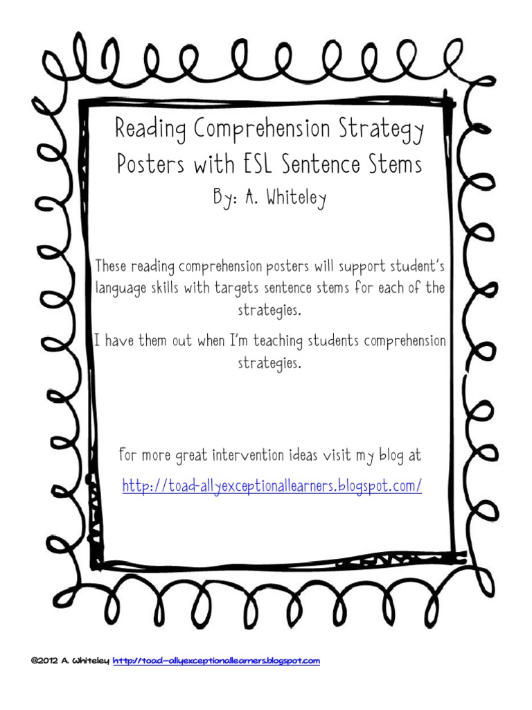 ESL Reading Comprehension Posters | PDF