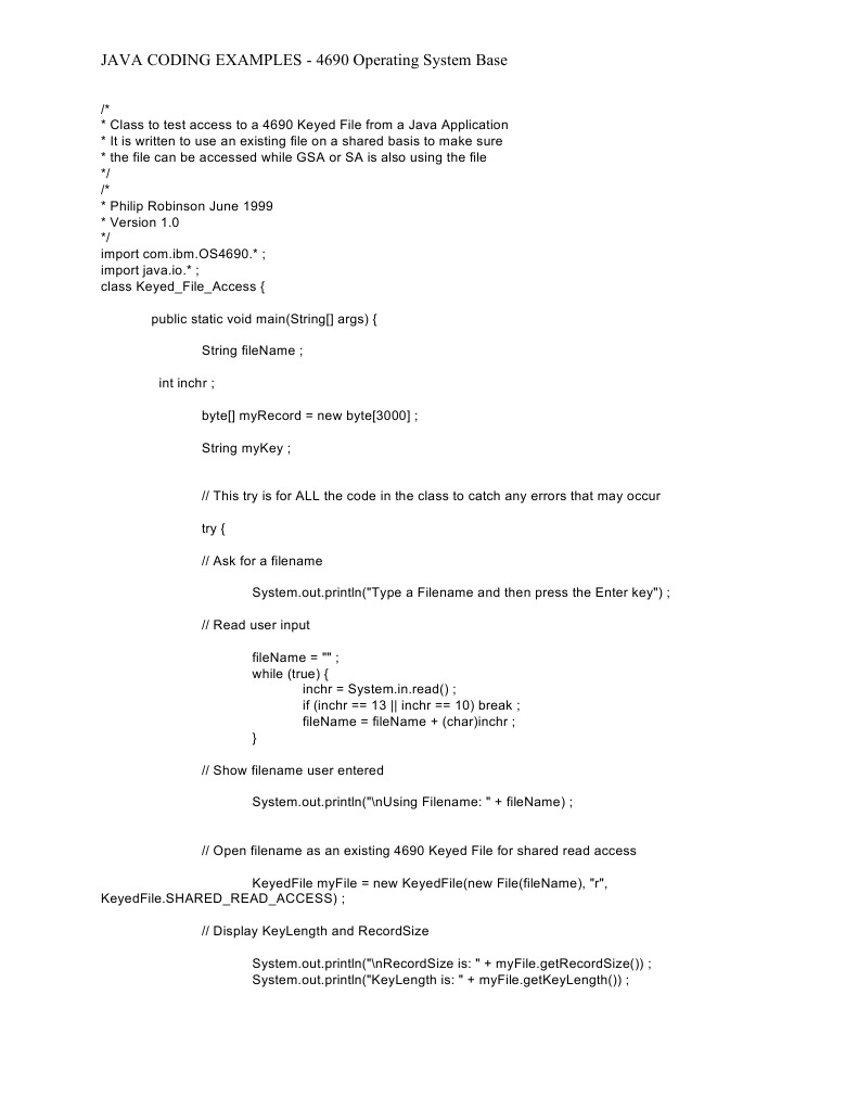JAVA CODING EXAMPLES - 4690 Operating System Base | PDF | Filename | String (Computer Science)