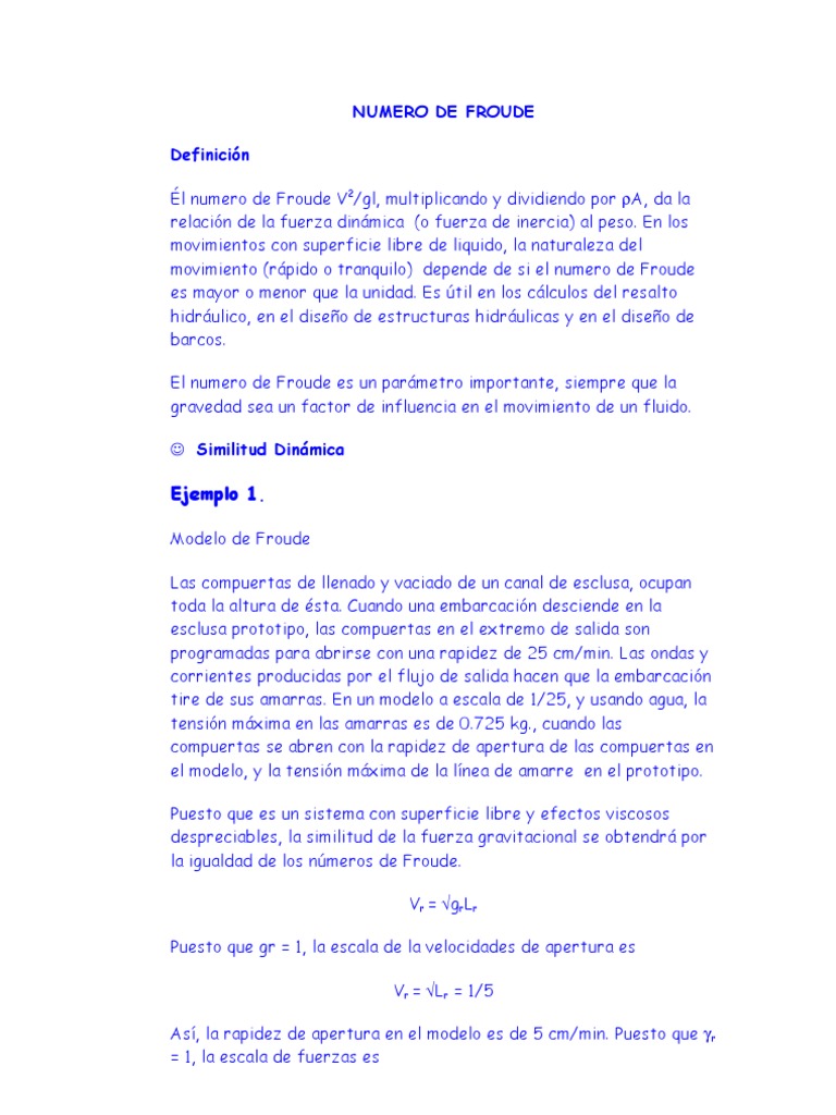 Numero de Froude | PDF | Fricción | Masa
