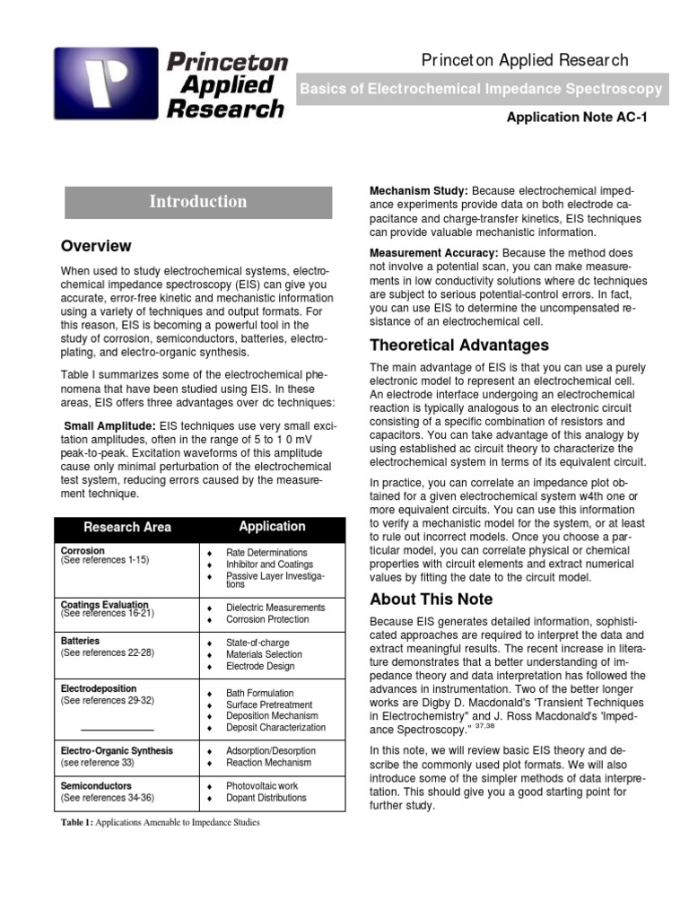 EIS Nota AC-1 EG&G | PDF | Electrical Impedance | Capacitor