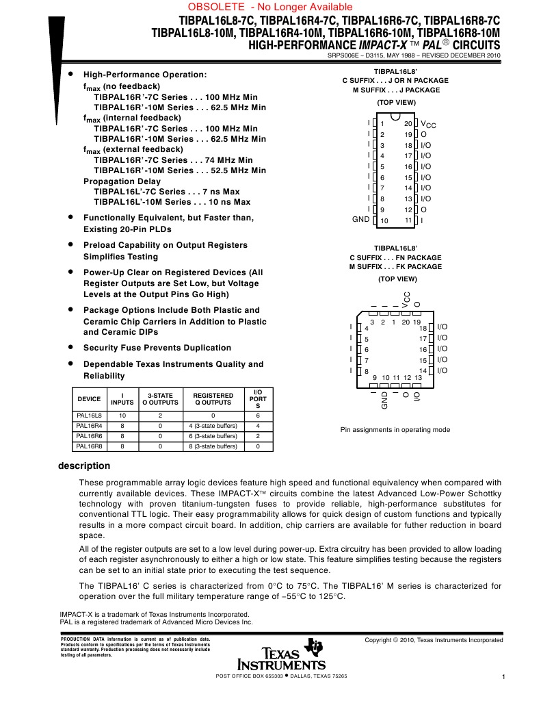 Tibpal16l8 7c | PDF | Electronic Engineering | Computer Engineering