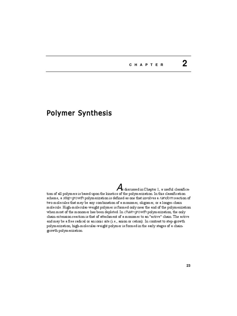 Polymer Synthesis Ch02 | PDF | Copolymer | Polymerization