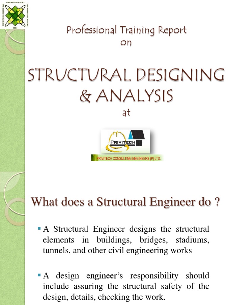 Professional Training Report in STRUCTURAL ANALYSIS | PDF | Beam ...