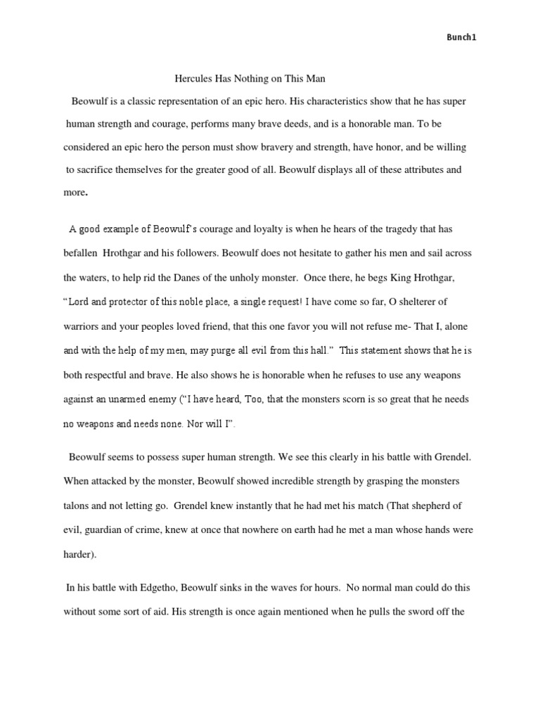 Beowulf Is A Classic Representation of An Epic Hero | PDF | Beowulf | Hero