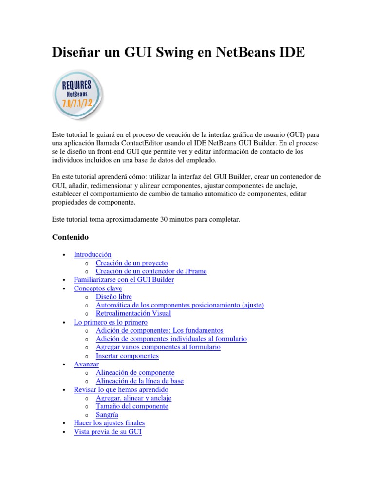 Crear GUI en NetBeans con Swing | PDF | Entorno de desarrollo integrado ...