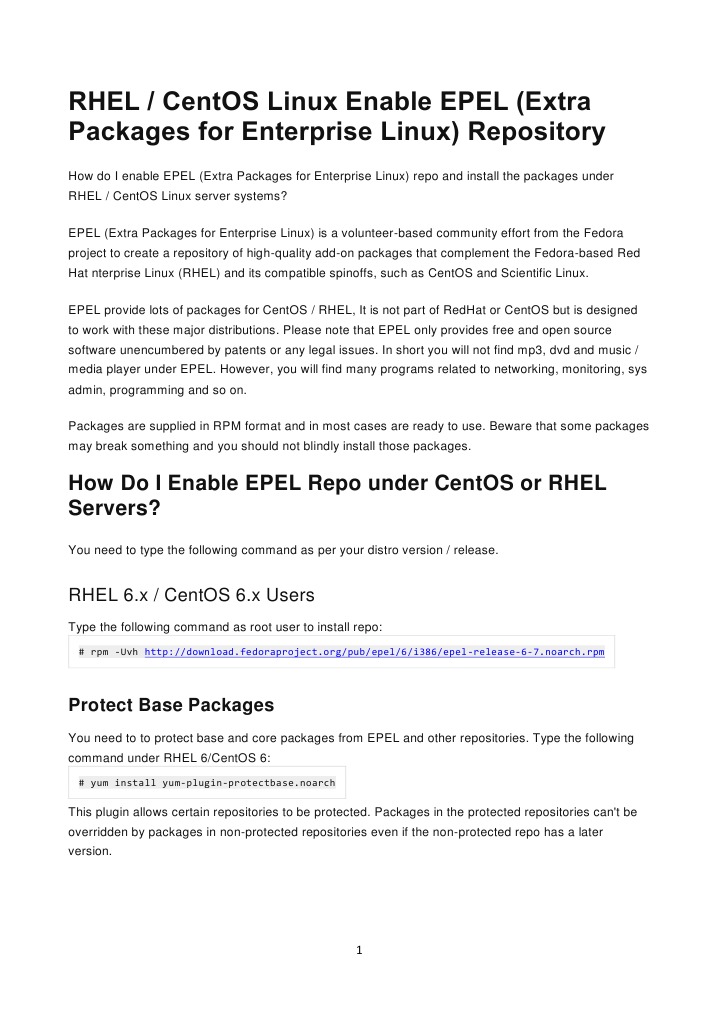 Enable EPEL on RHEL/CentOS Systems | PDF
