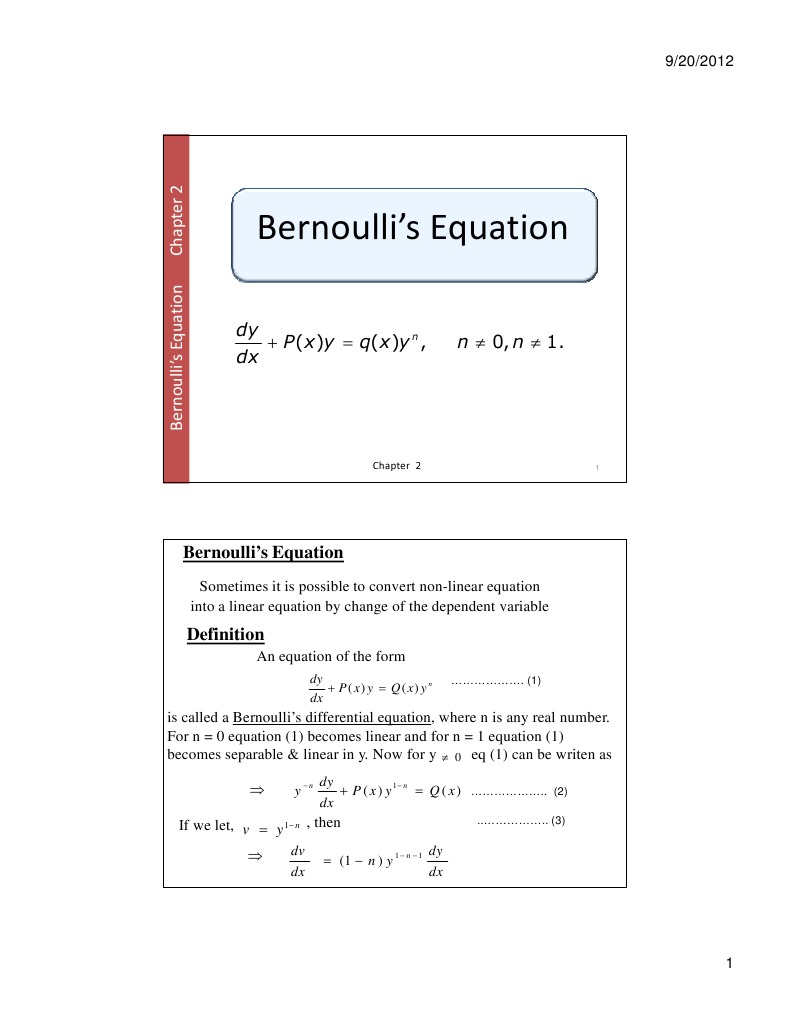 Bernoulli Equations Pdf – Bernoulli Formula – KGLWKW