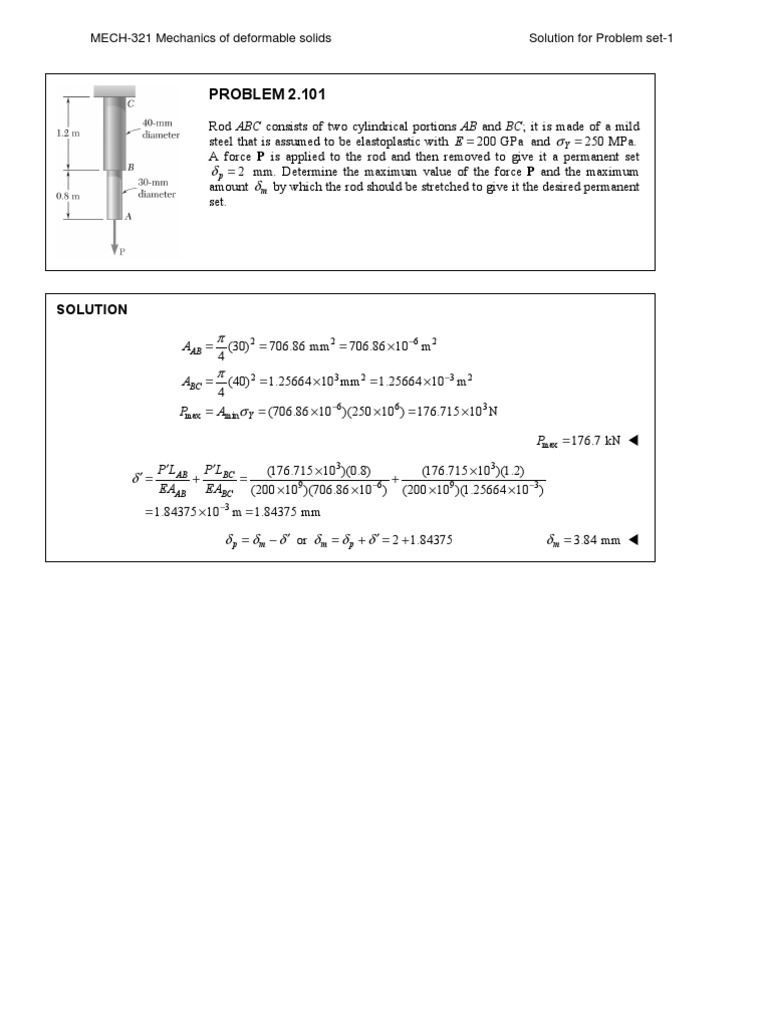 Problem Set 1 Solution | PDF | Strength Of Materials | Yield (Engineering)