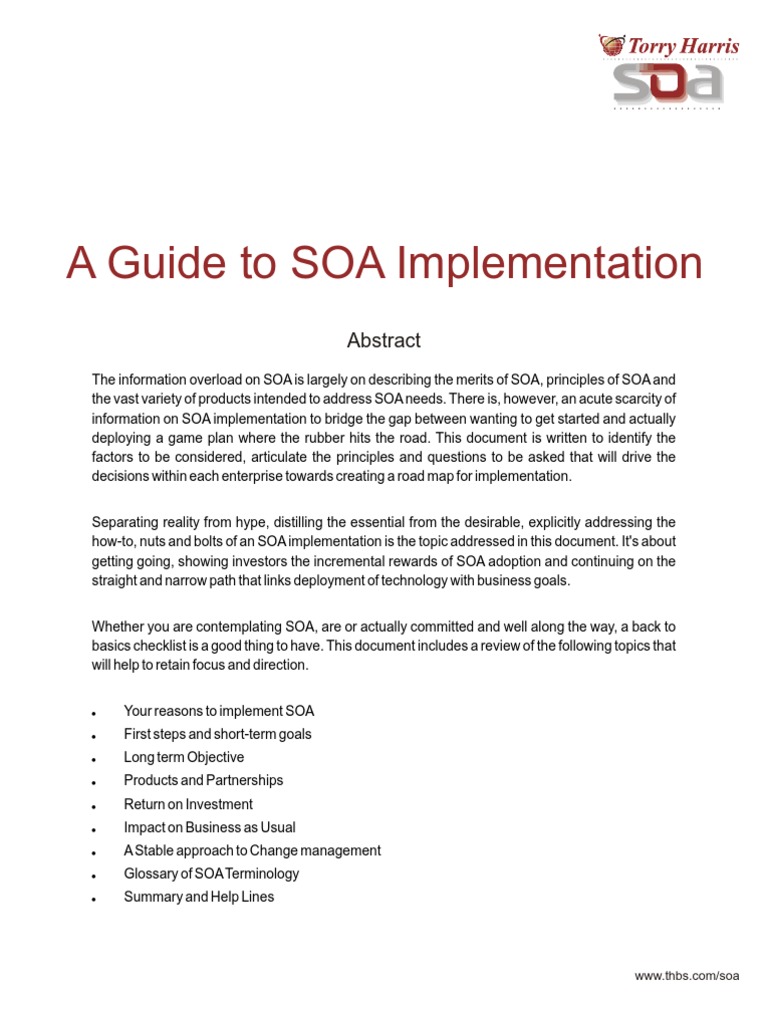 A Guide To SOA Implementation | PDF | Service Oriented Architecture | Business Process