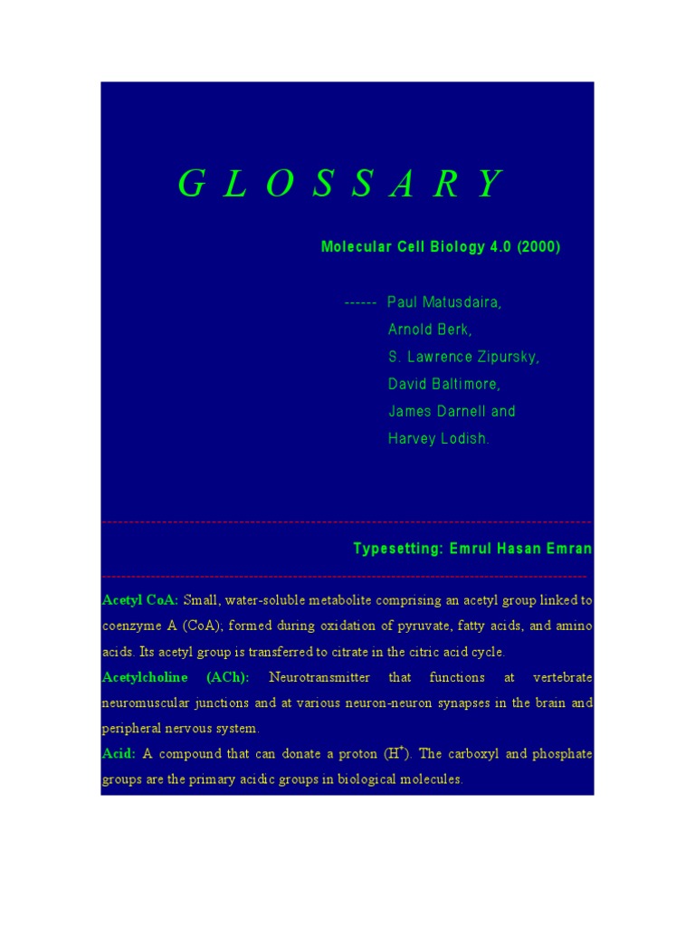 Cell Biology Glossary | PDF | Gene | Cell (Biology)