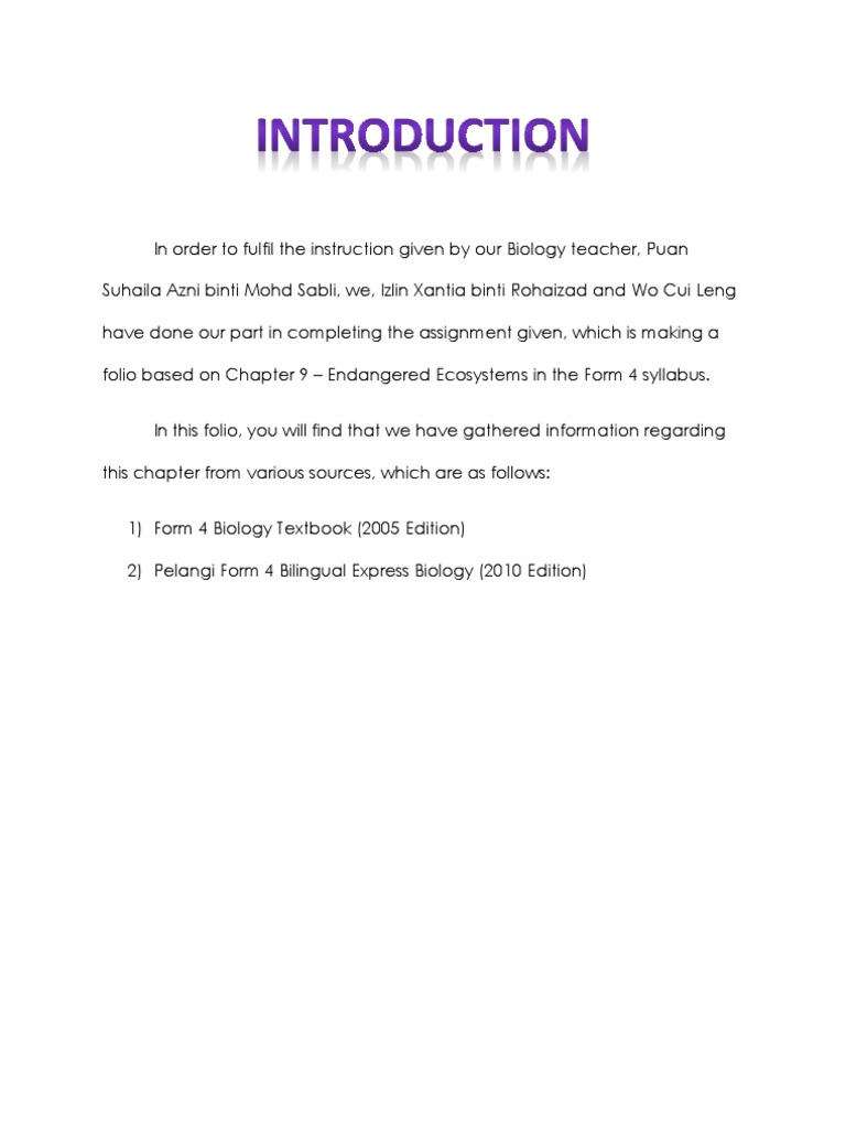 Folio F4 - Bio Chapter 9 (Introduction) | PDF