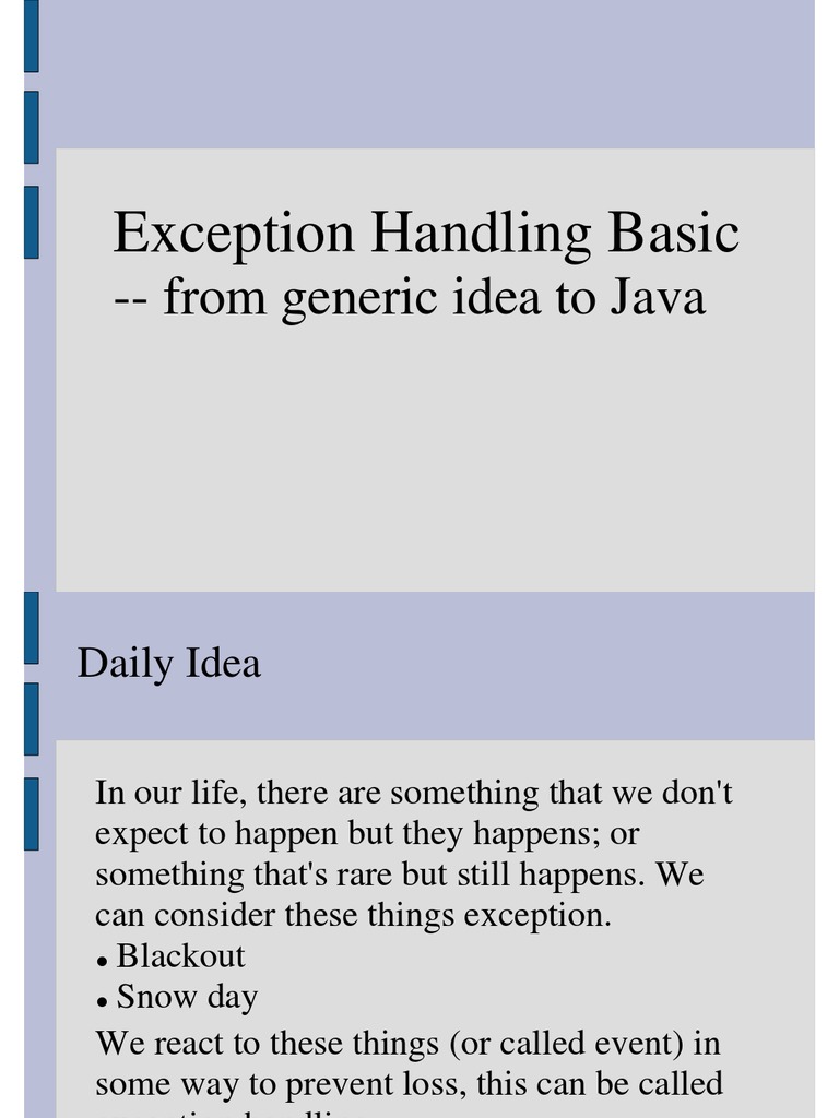 Exception Handling Basic in Java | PDF | Teaching Methods & Materials | Technology & Engineering