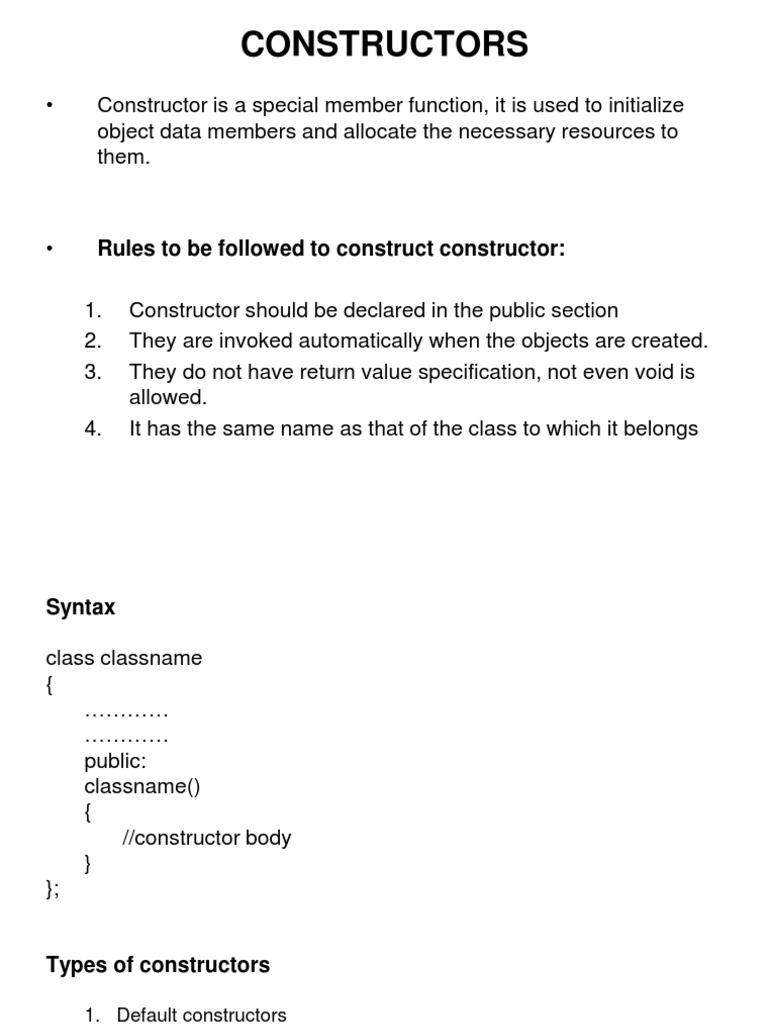 Constructor, Operator Overloading | PDF | Constructor (Object Oriented ... Constructor, Operator Overloading | PDF | Constructor (Object Oriented ...