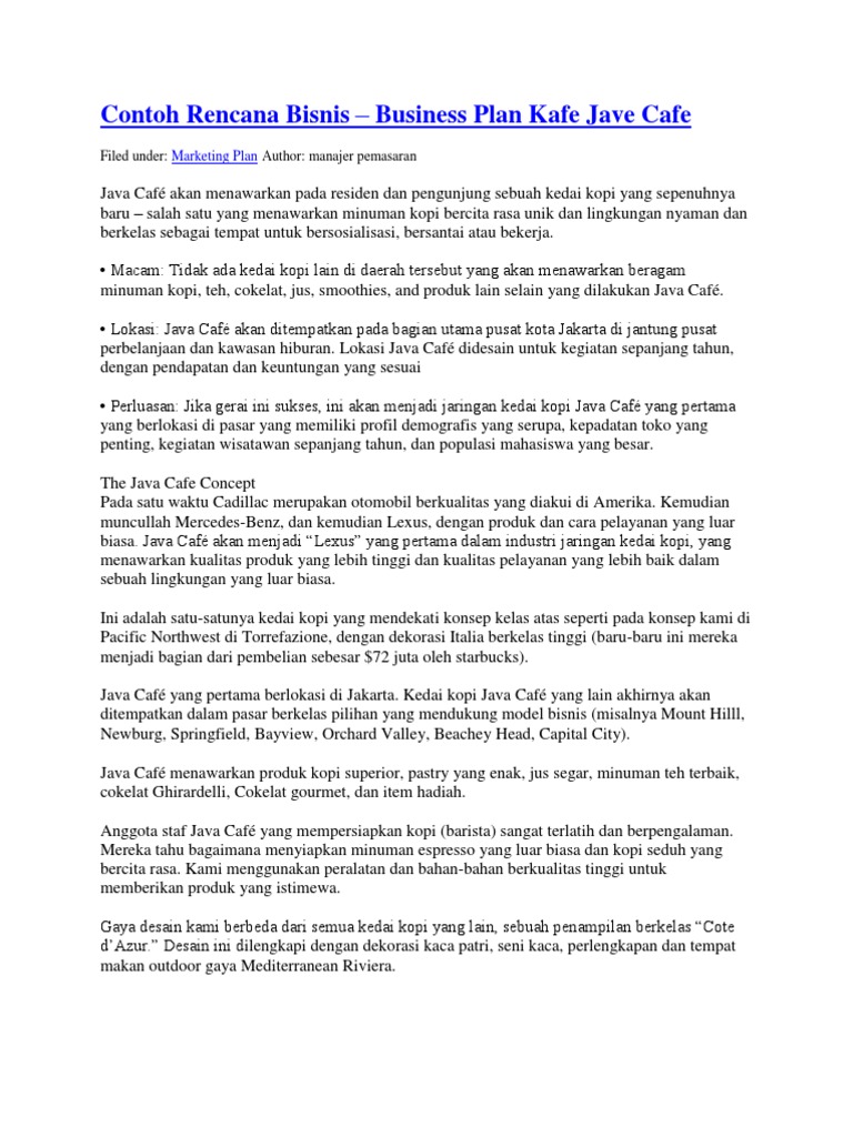 Contoh Rencana Bisnis | PDF