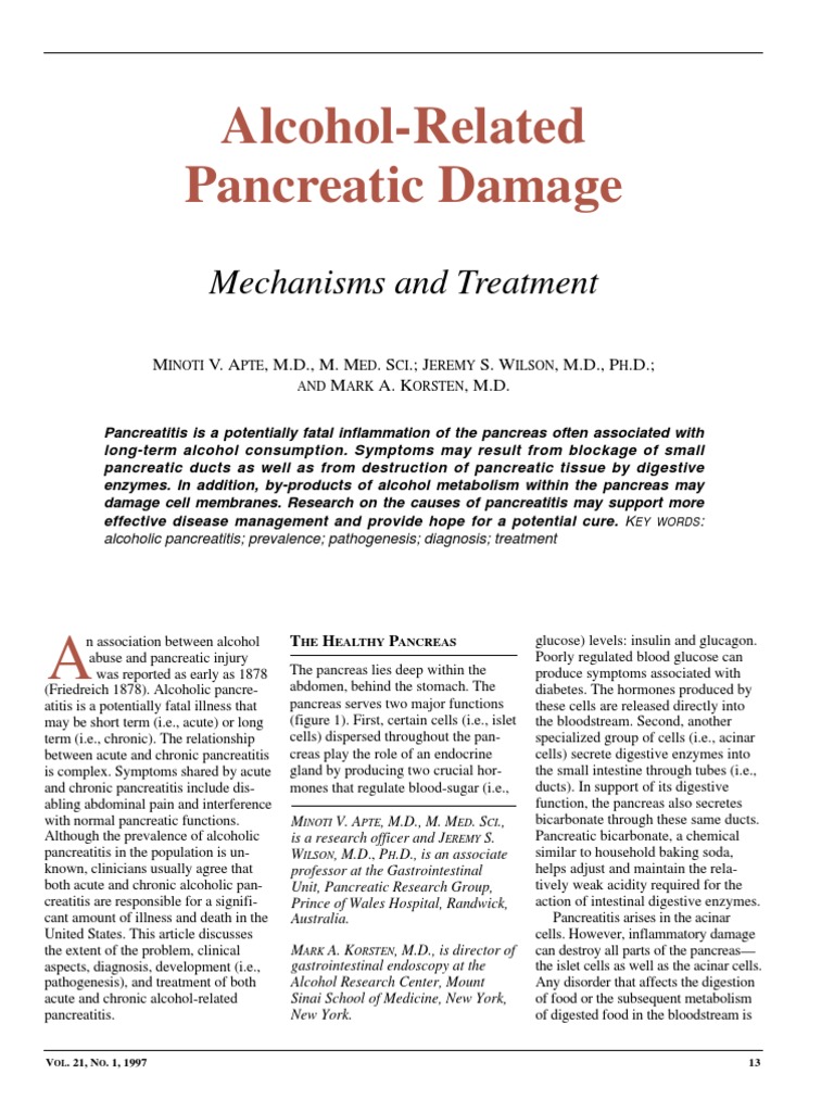 Alcohol-Related Pancreatic Damage: Mechanisms and Treatment | PDF