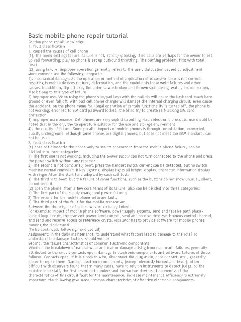 Basic Mobile Phone Repair Tutorial | PDF | Capacitor | Electronic Circuits