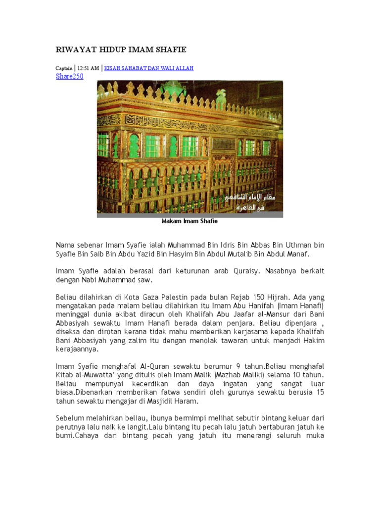 Riwayat Hidup Imam Shafie | PDF