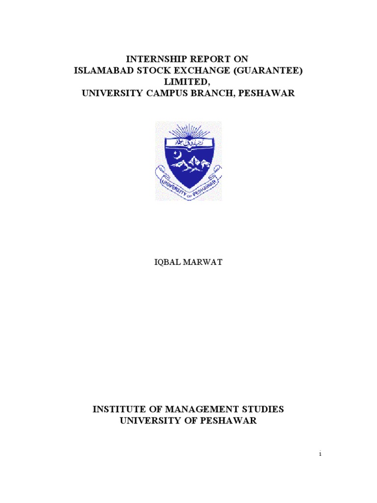 Internship Report On Islamabad Stock Exchange | PDF | Mutual Funds | Stocks