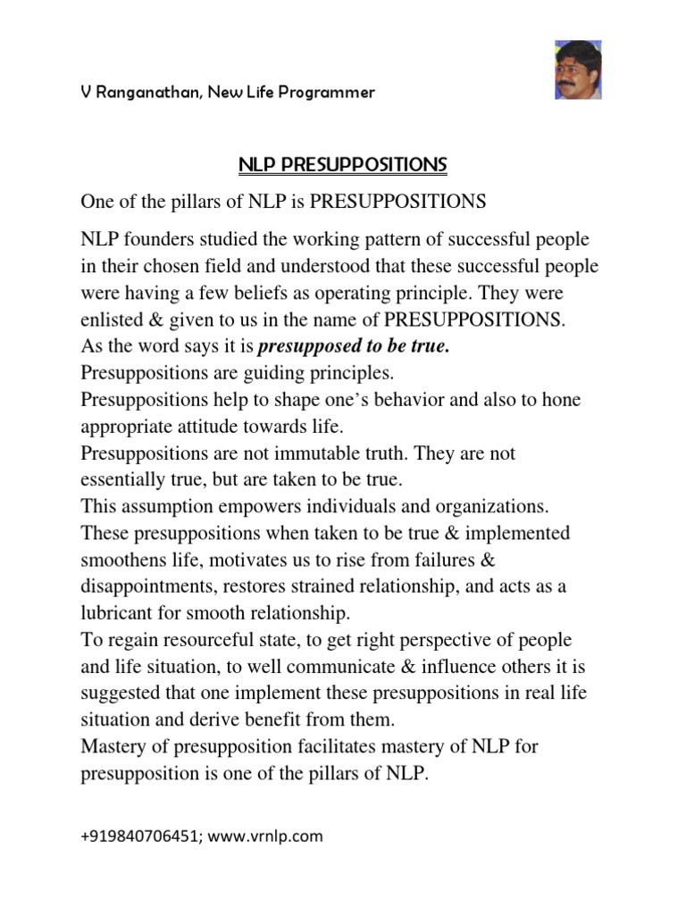 NLP PRESUPPOSITIONS | Neuro Linguistic Programming | Mind
