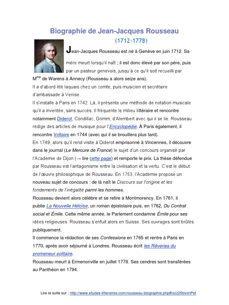 Biographie Rousseau | PDF