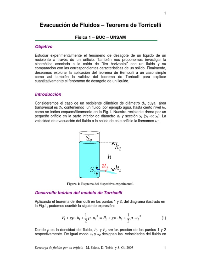 Teorema de Torricelli (Fluidos)