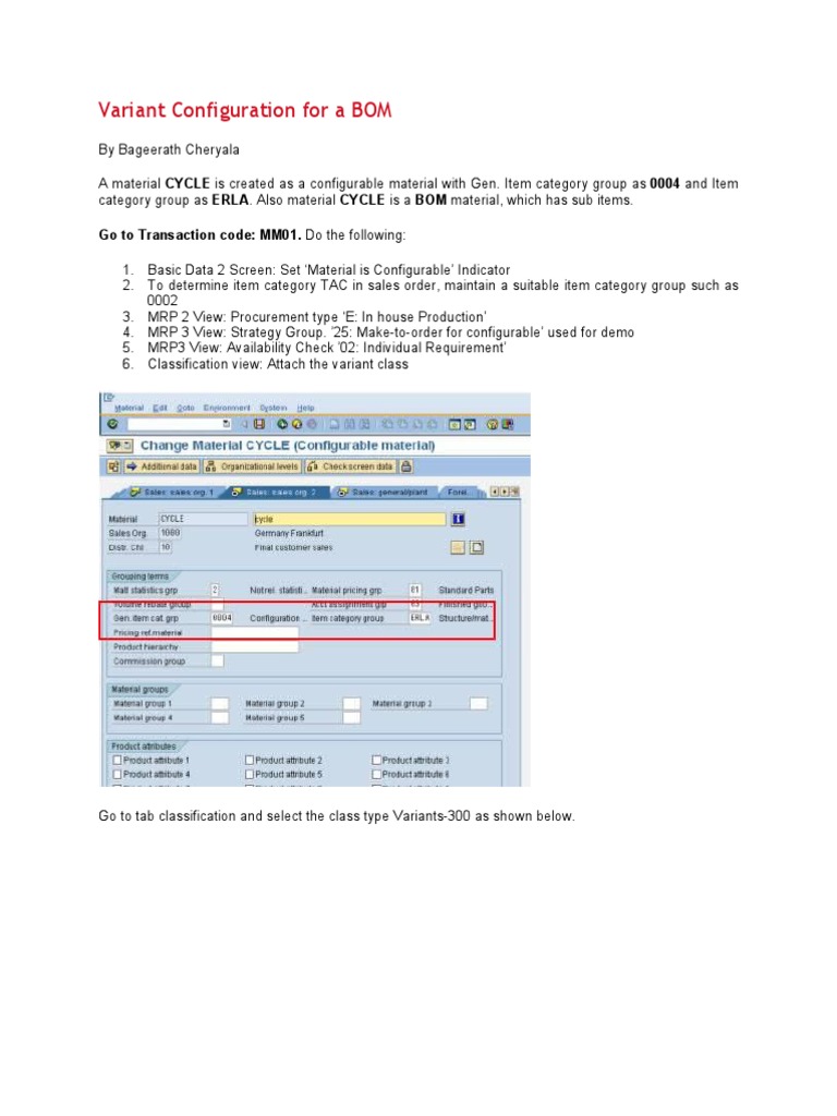 Variant Configuration For A BOM | PDF | Computer Data | Computing
