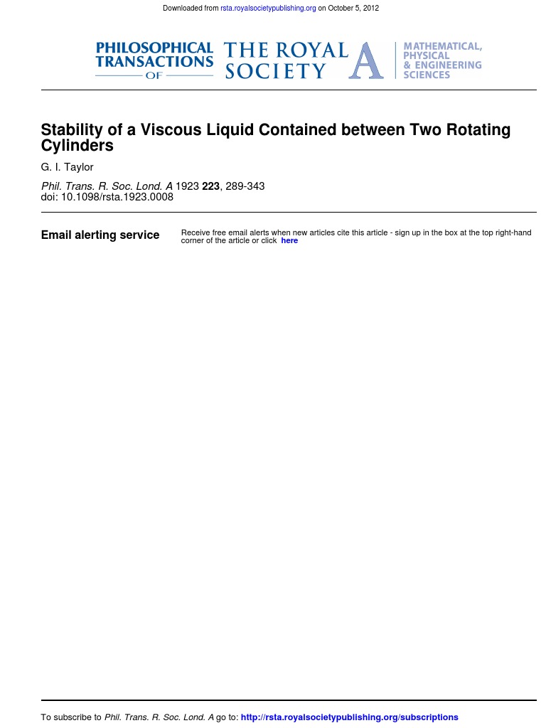 Cylinders Stability of A Viscous Liquid Contained Between Two Rotating ...