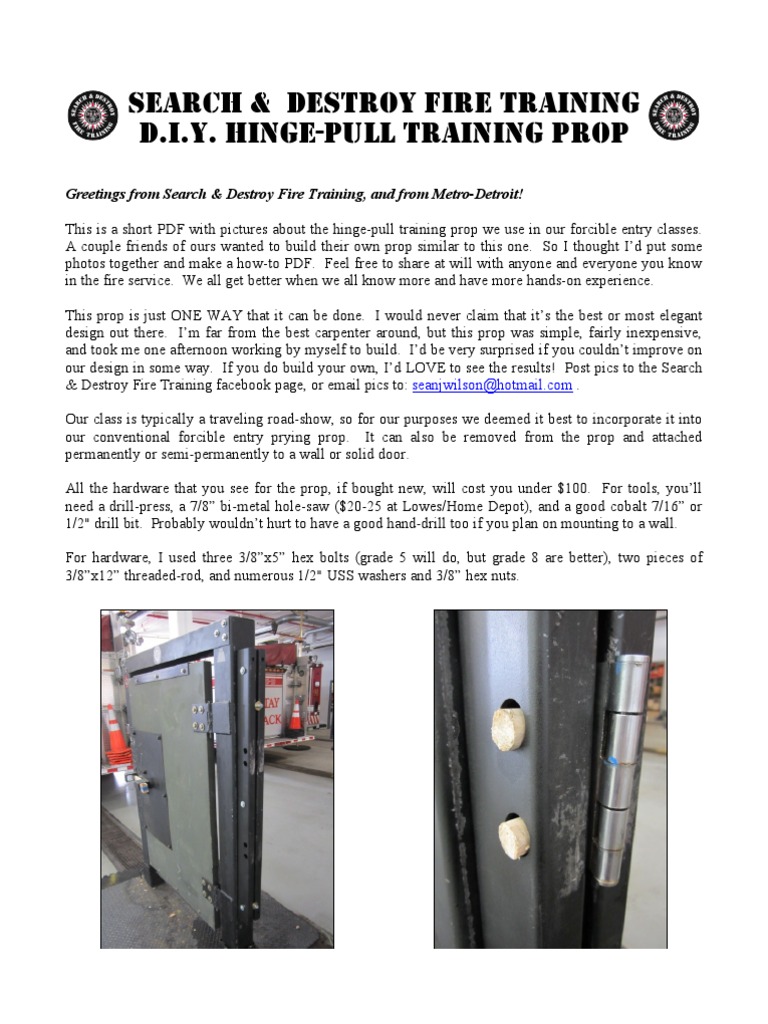 Firefighter's Forcible Entry Hinge-Pull Prop How-to-Build | PDF | Screw ...