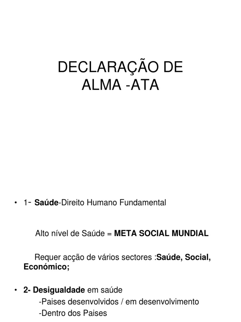 DECLARAÇÃO DE Alma Ata | PDF | Economia | Sociologia