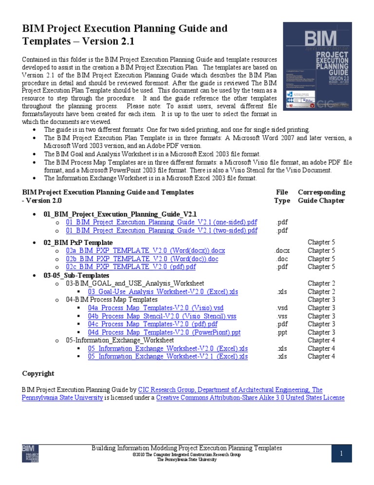 BIM Project Execution Planning Guide and Templates_V2.1 | Portable ...