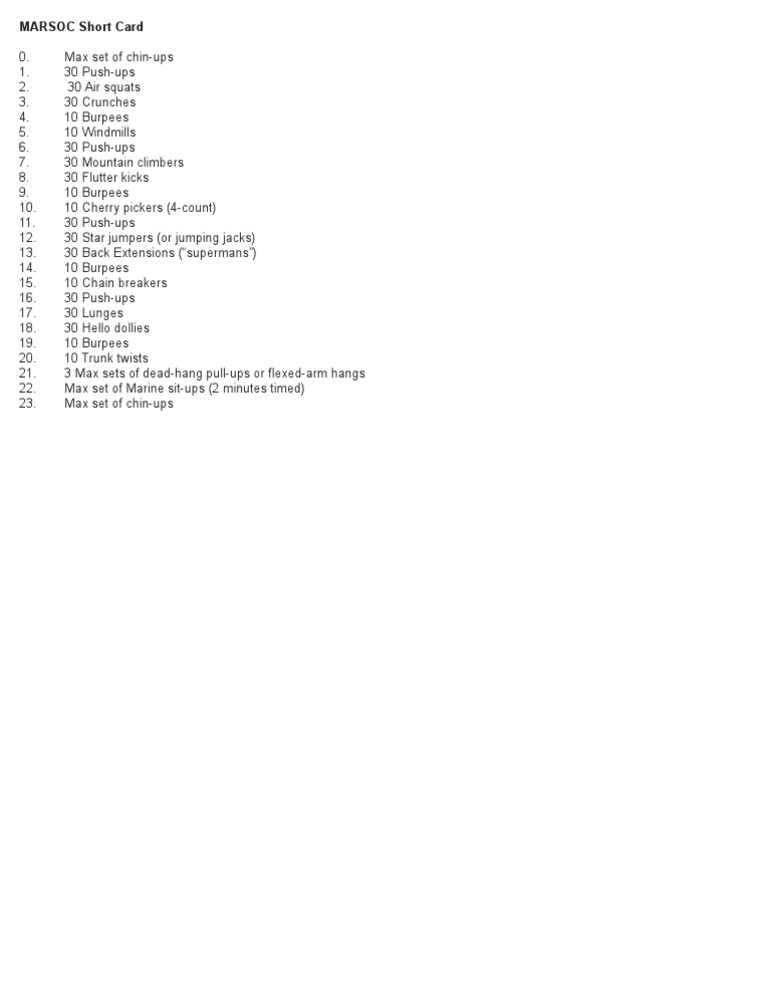 Marine Special Forces Workout | PDF